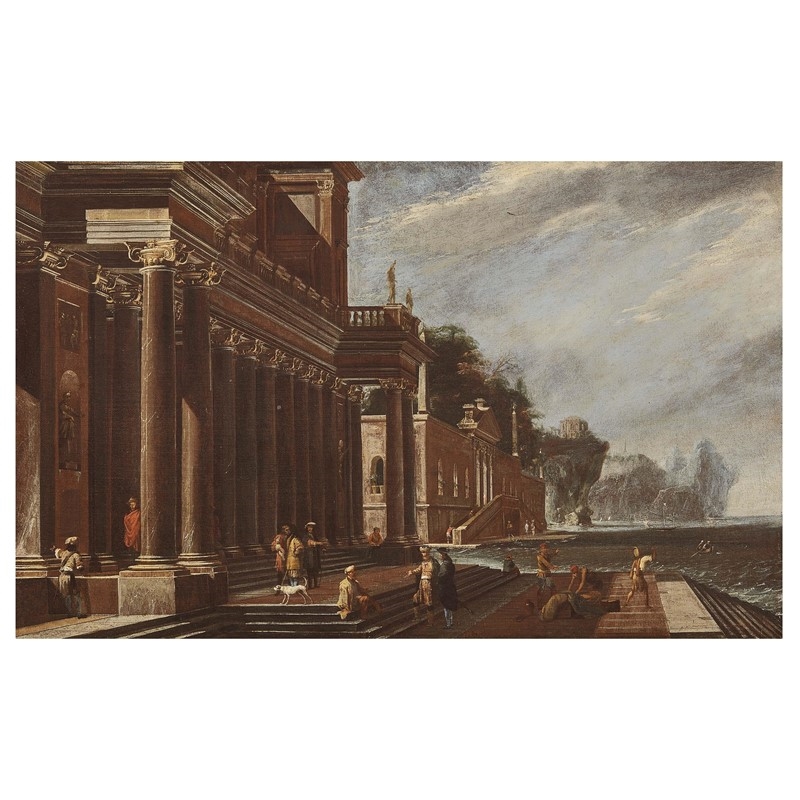 Viviano Codazzi | PORTICO ON THE SEASIDE WITH ASIAN FIGURES | MutualArt