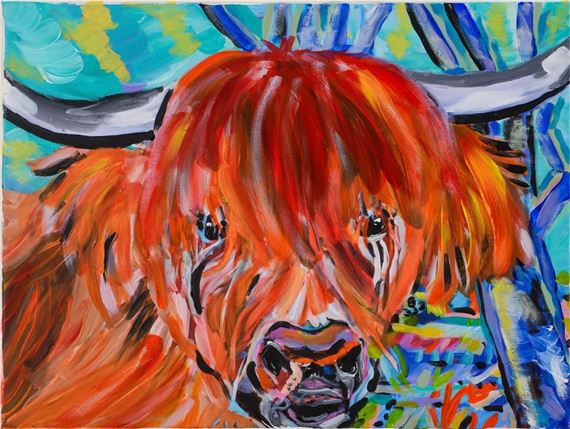 Laura Davis | Highland Cow in Pasture | MutualArt