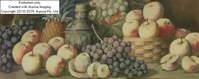 Giovanni Barbaro | Still life with apples, grapes and pineapple ...