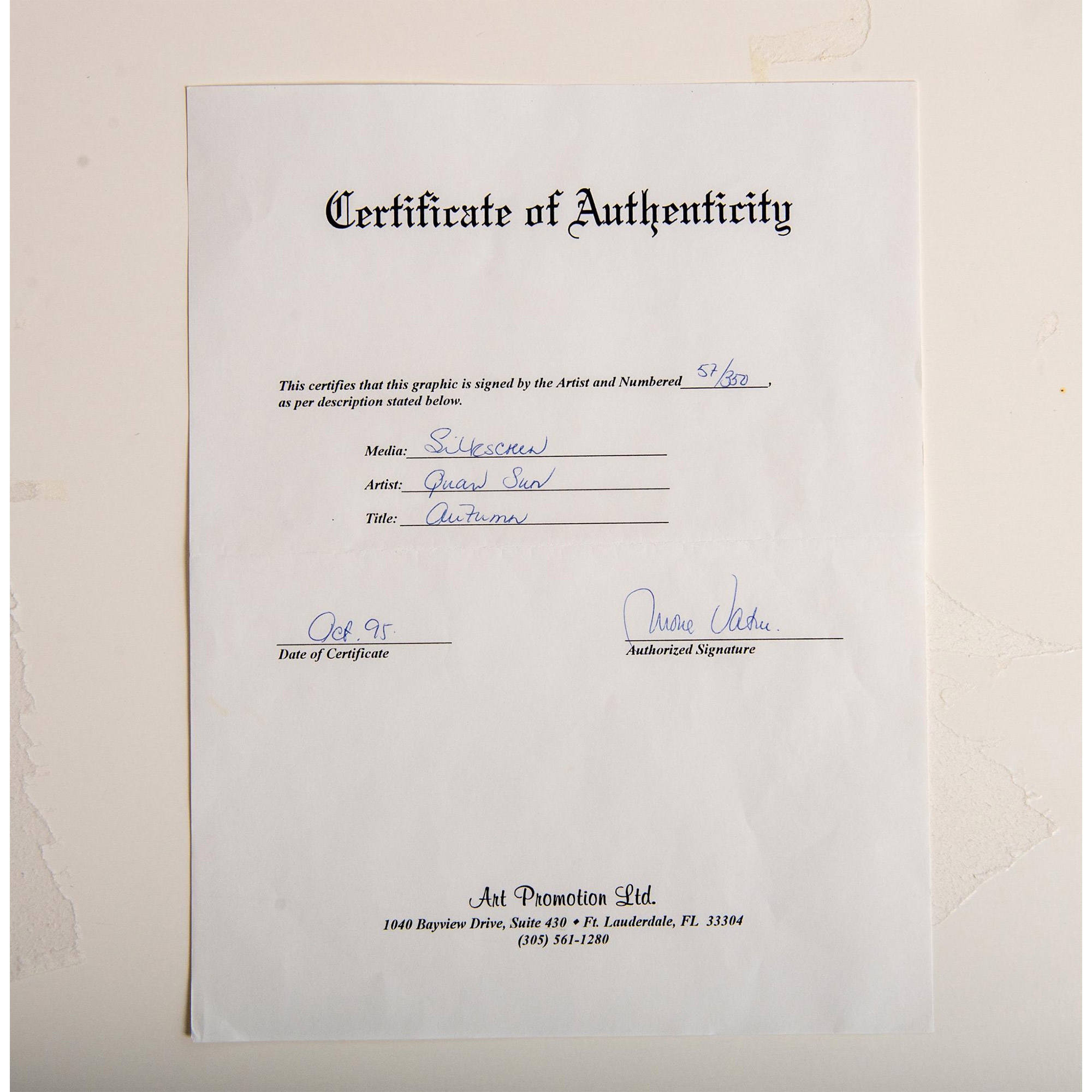 Quan Sun | Quan Sun (Chinese-American) Silkscreen Print, Signed (1942 ...