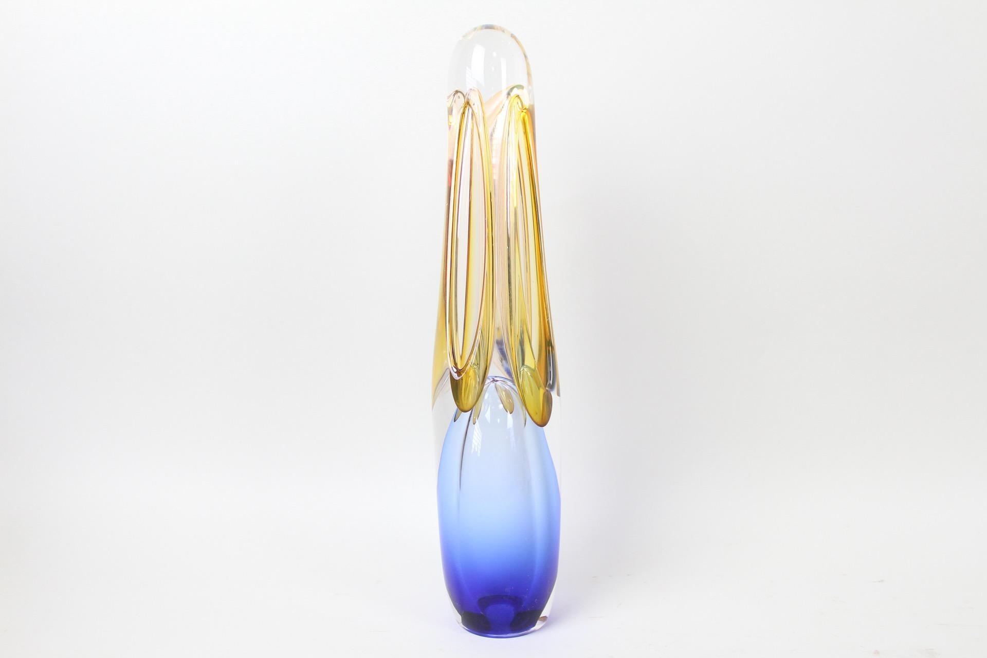 Adam Jablonski | Signed Adam Jablonski Blue & Yellow Glass Art ...