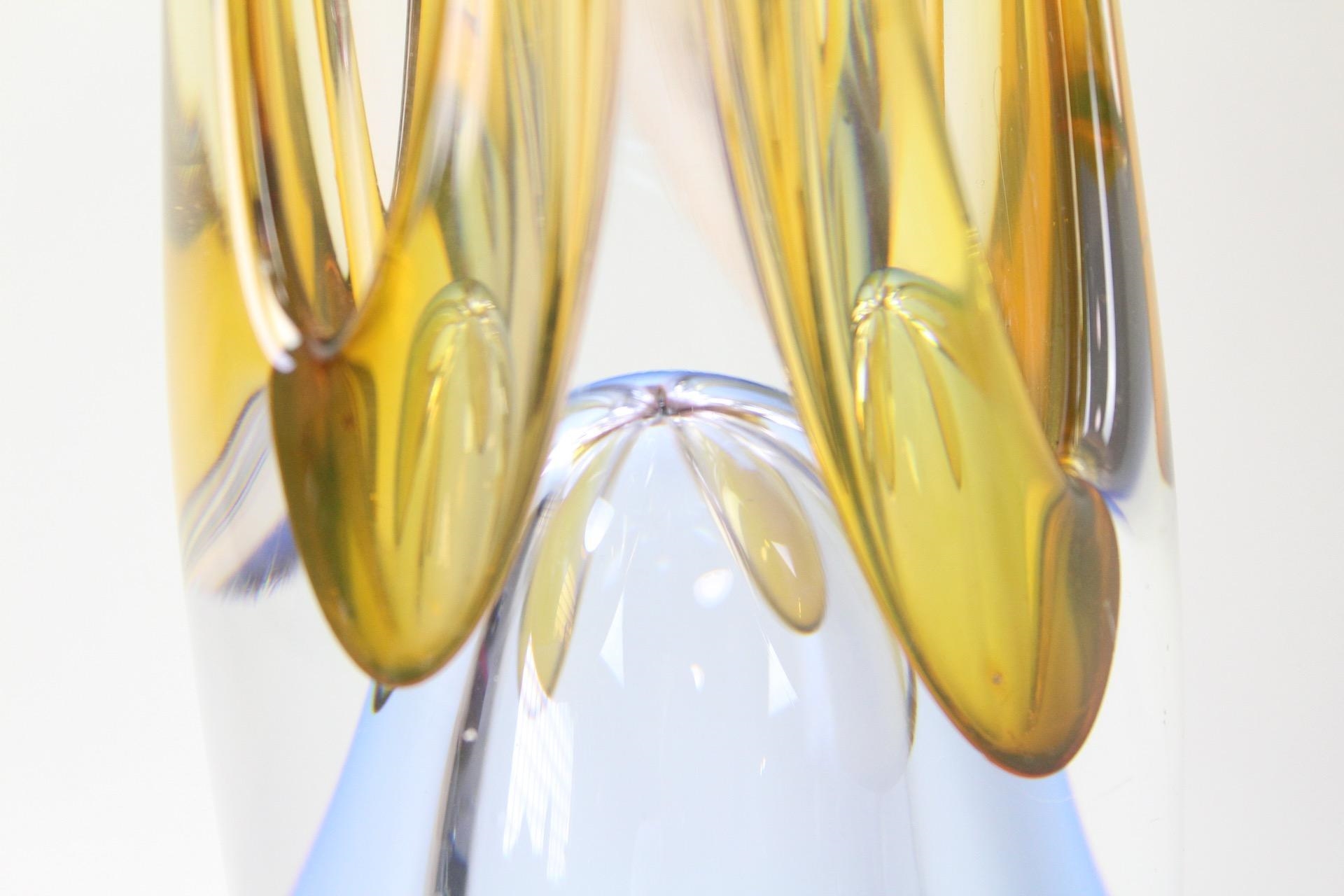 Adam Jablonski | Signed Adam Jablonski Blue & Yellow Glass Art ...