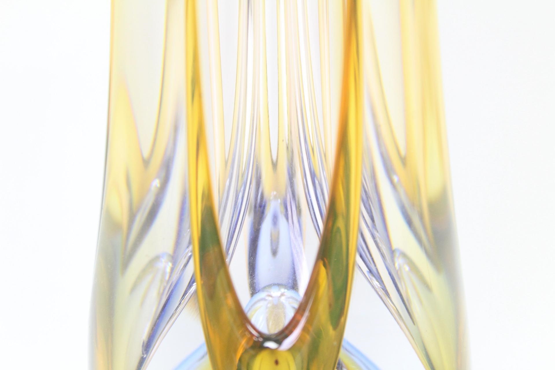 Adam Jablonski | Signed Adam Jablonski Blue & Yellow Glass Art ...