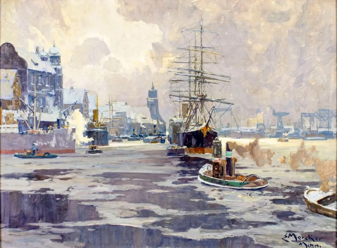 Erich Mercker | Harbor Scene | MutualArt
