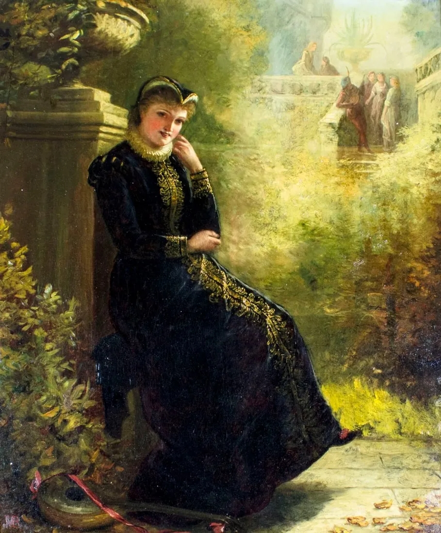 Jane Maria Bowkett | Country maiden with spinning wheel | MutualArt