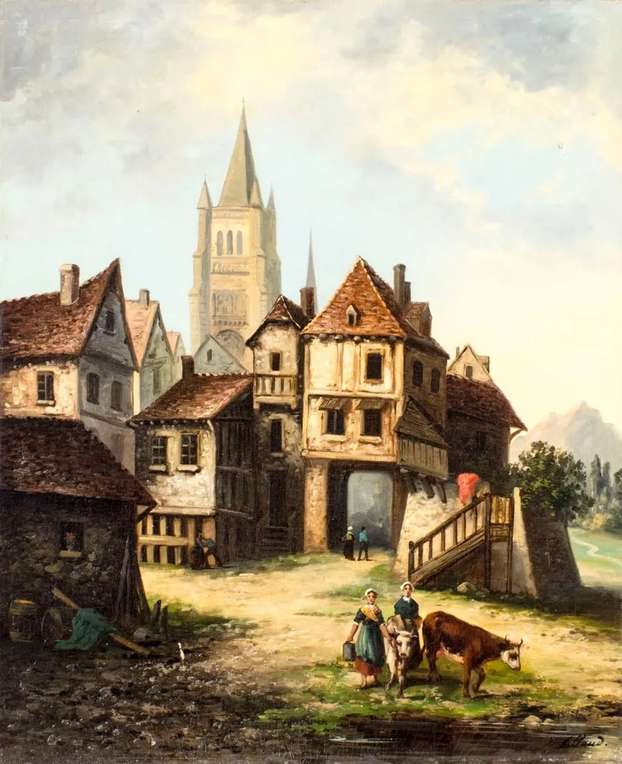French School, 19th Century | European Medieval Town Scene | MutualArt