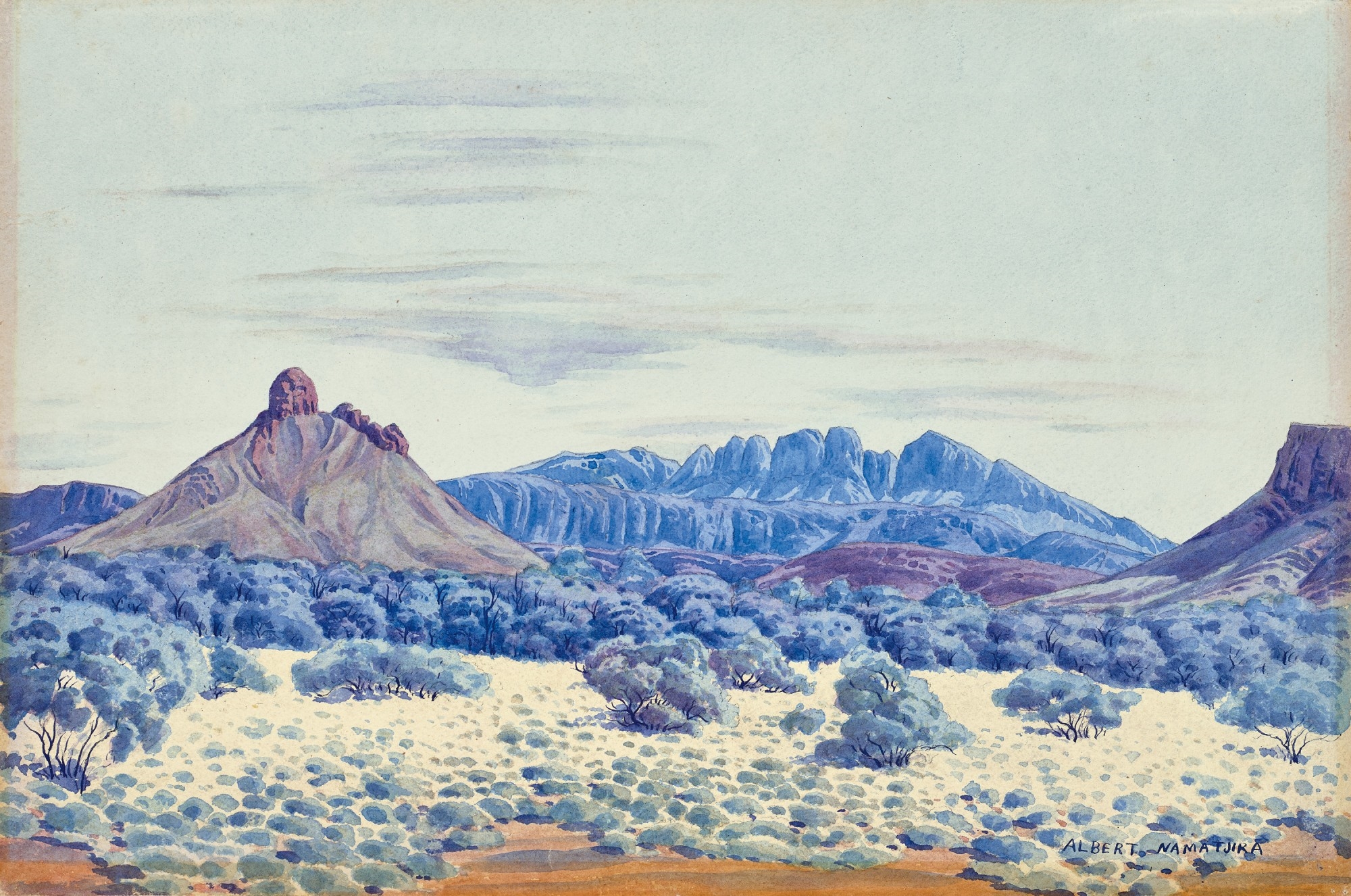 Albert Namatjira | “Aranda Landscape, MacDonnell Ranges” | MutualArt