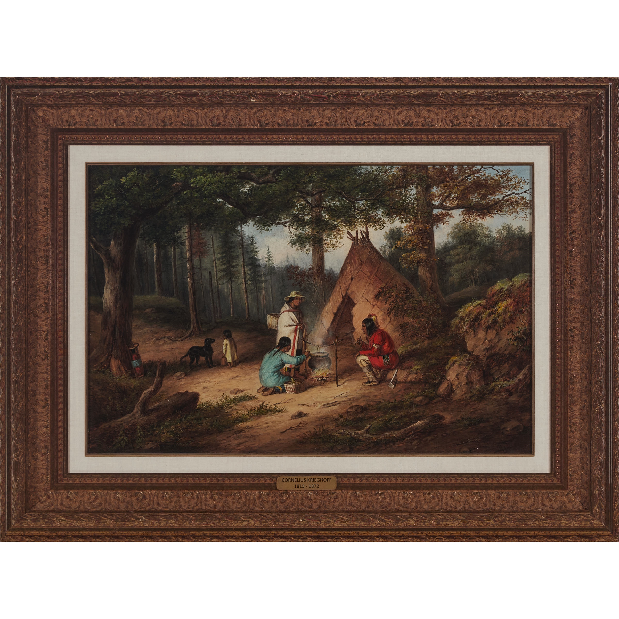 Cornelius Krieghoff | CAUGHNAWAGA INDIANS AT CAMP | MutualArt
