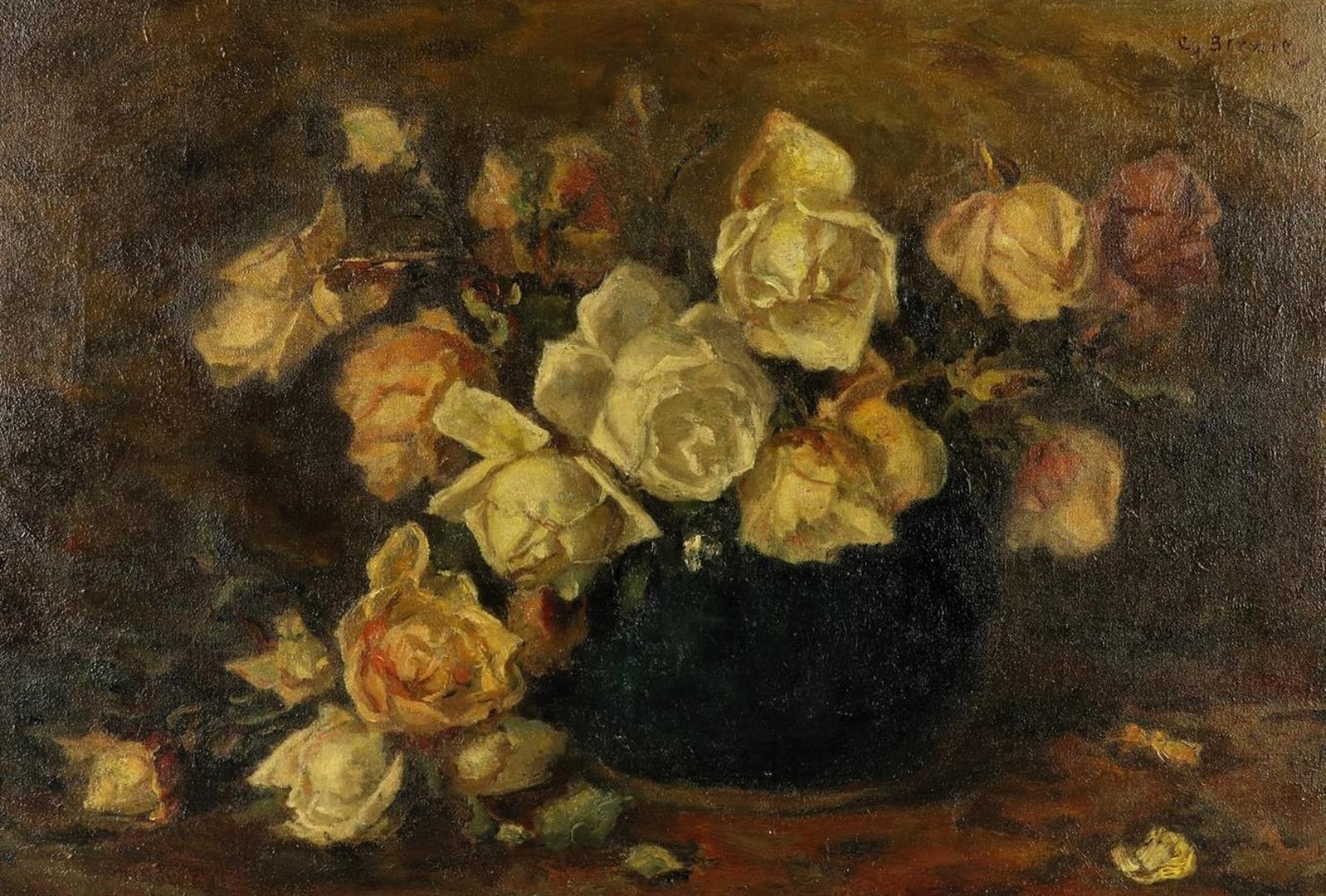 Carolina Haverman-birnie | Flower still life with white roses | MutualArt
