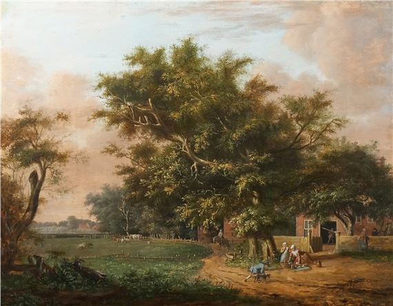 Barend Cornelis Koekkoek | Landscape with Figures on a Farm (1803 ...