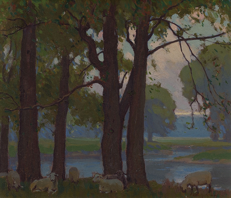 Frederick S. Haines | Grazing Sheep | MutualArt