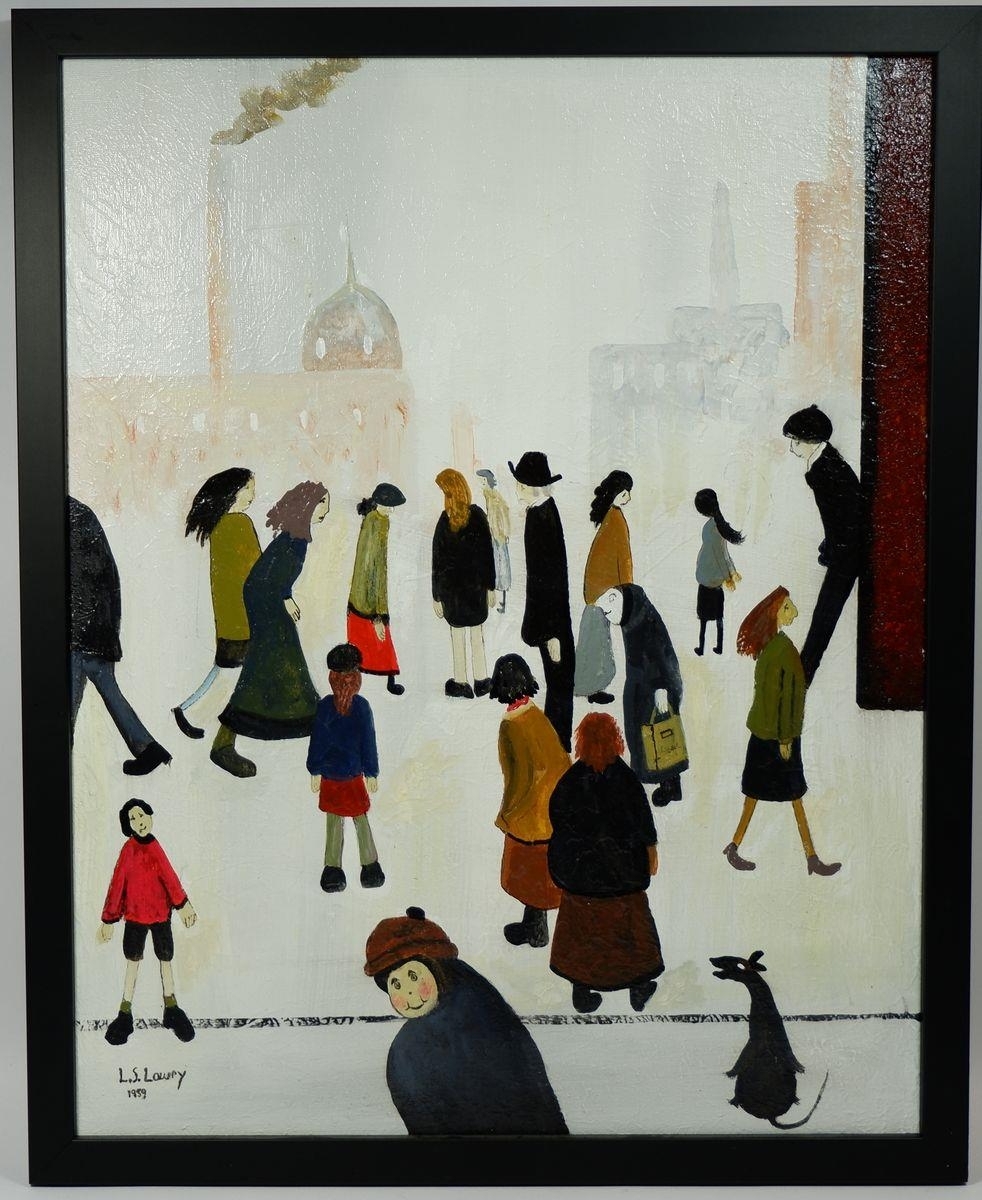 Laurence Stephen Lowry | Ten People and Two Dogs on a Promenade (1967 ...