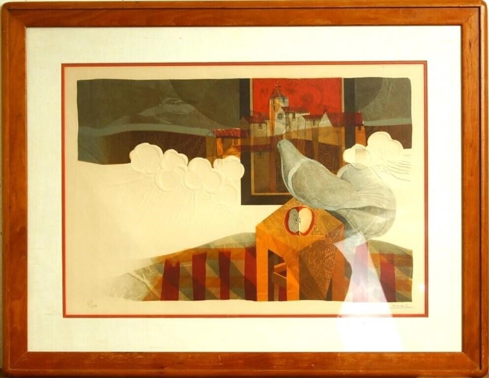 Àlvar Suñol | Sunol Alvar lithograph in color Stillife w birds | MutualArt