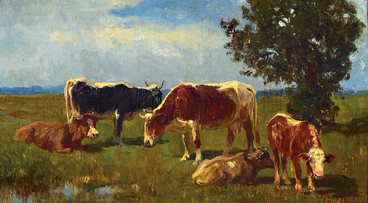 Paul Weber | herd of cows on the pasture | MutualArt