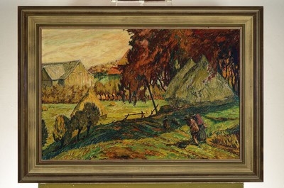 Otto Marx | autumnal landscape with village in the background | MutualArt