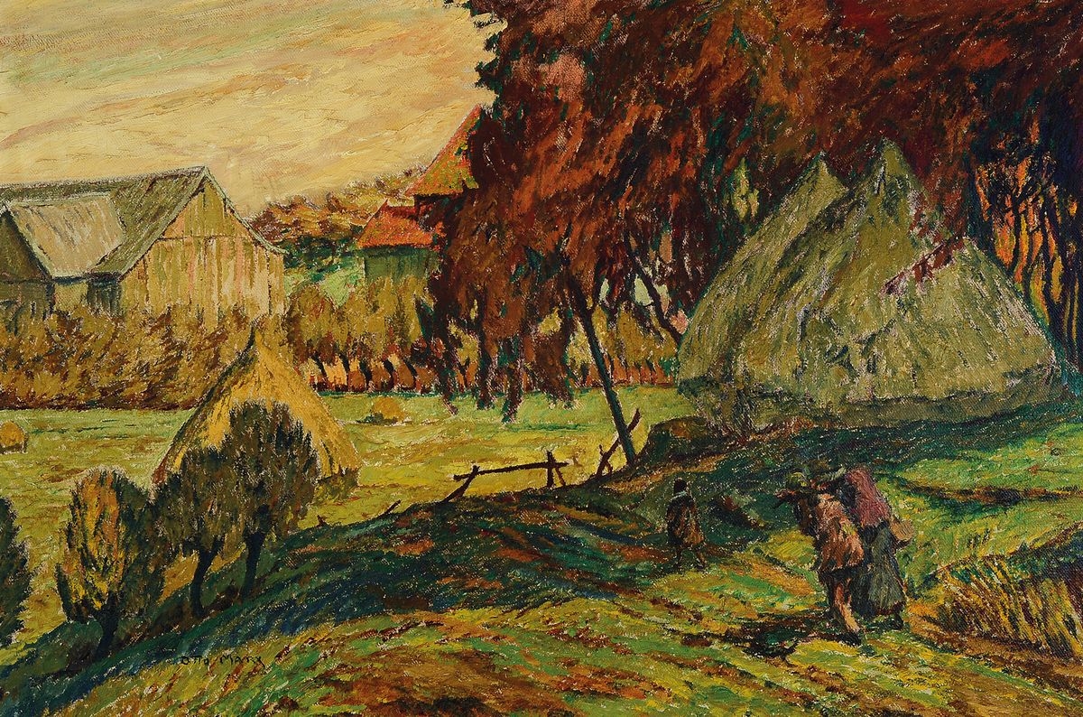 Otto Marx | autumnal landscape with village in the background | MutualArt