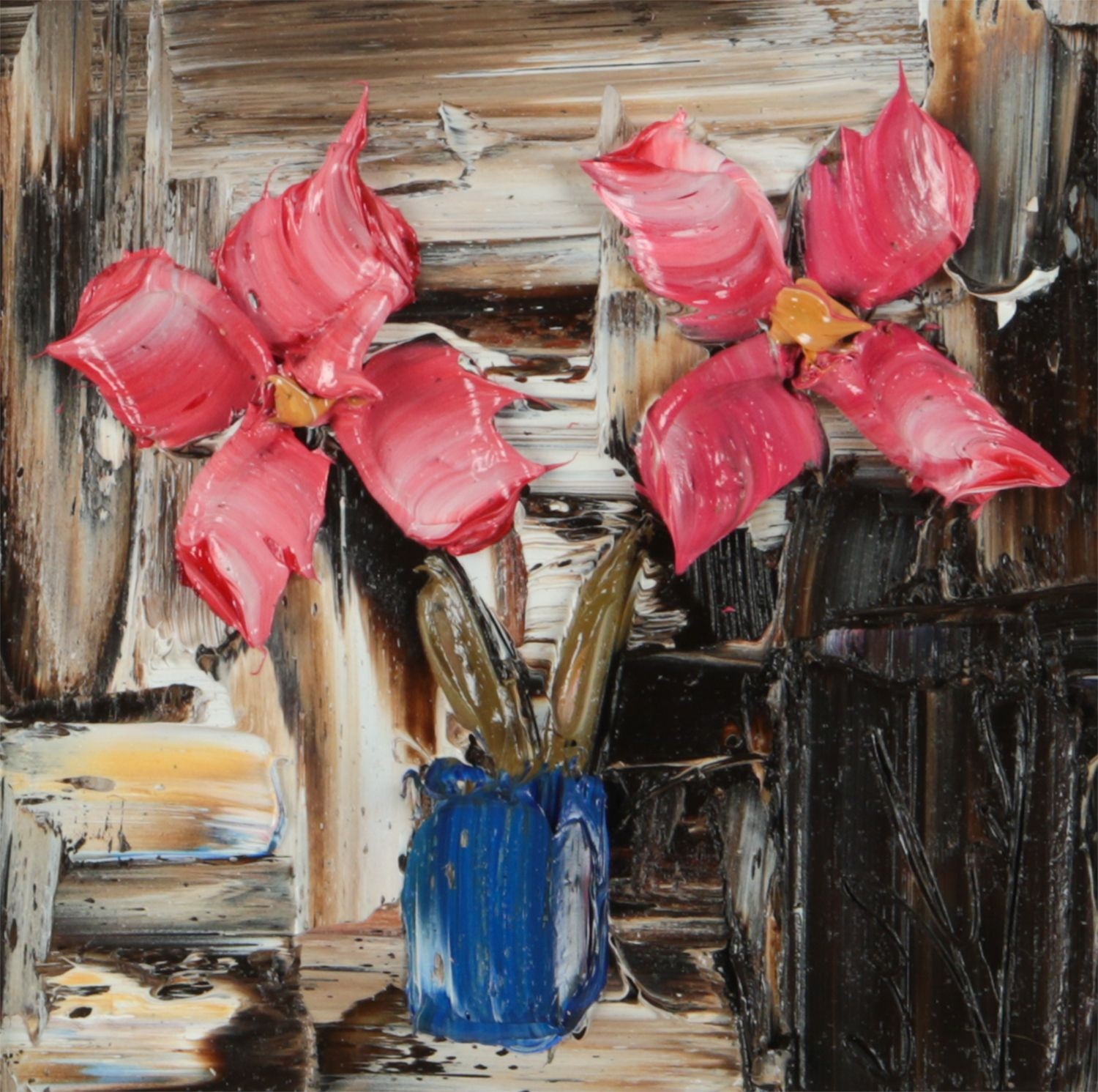 Colin Flack | PINK FLOWERS IN A BLUE VASE | MutualArt