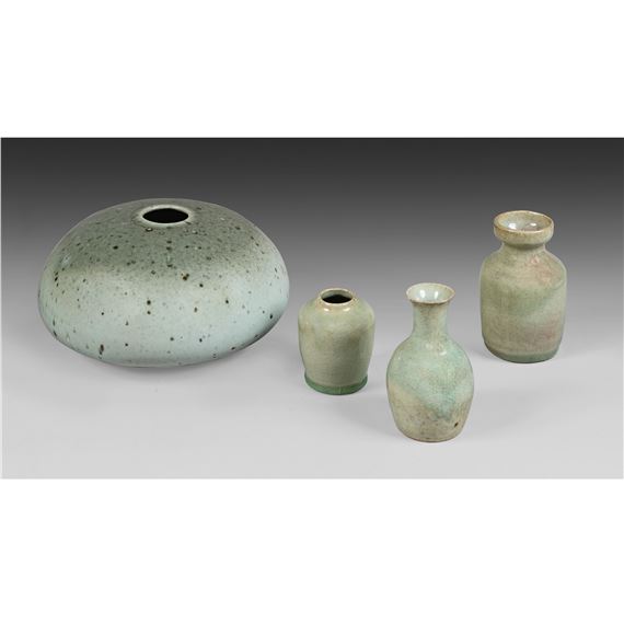 René Ben-Lisa | Gray ceramic vase with flattened body | MutualArt