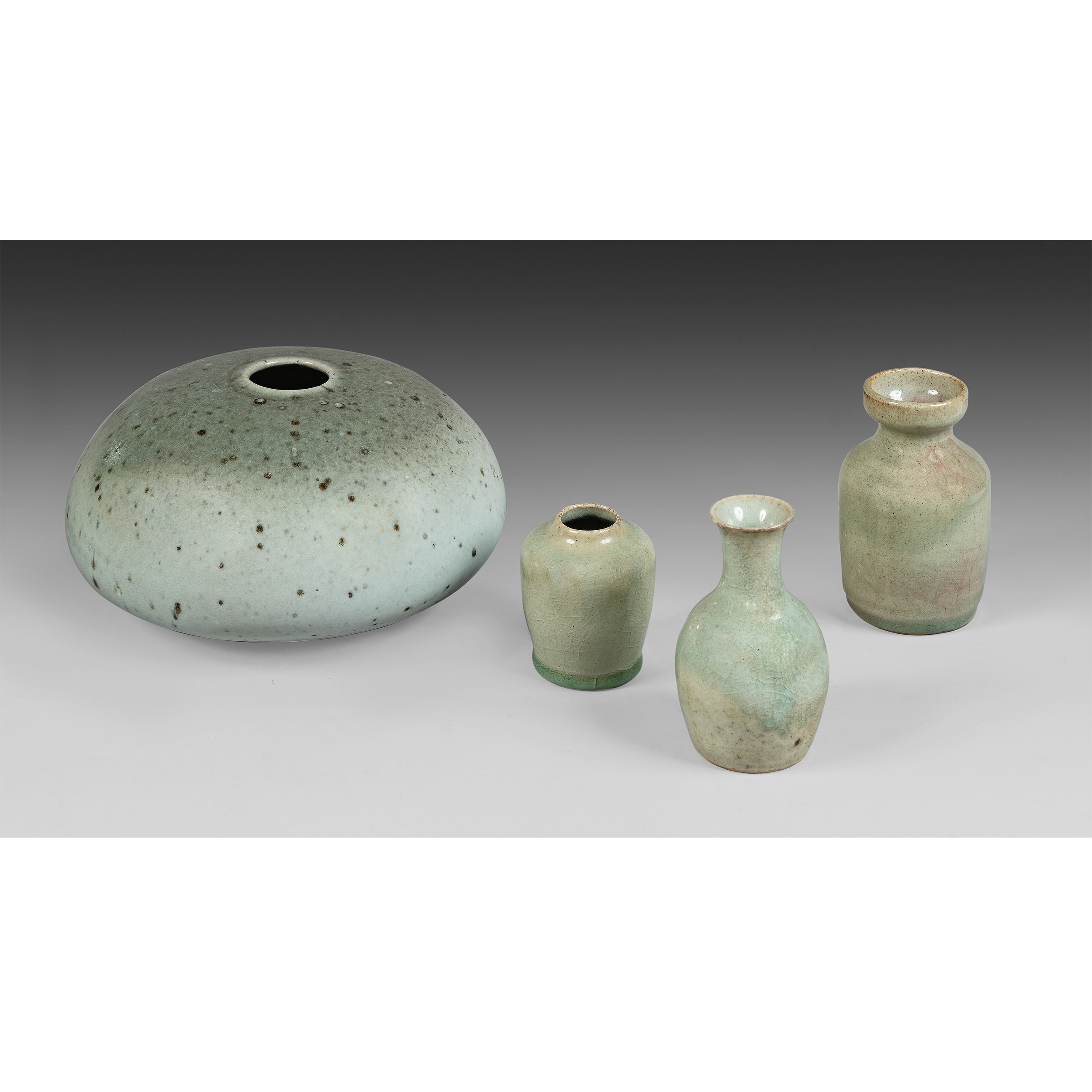 René Ben-Lisa | Gray ceramic vase with flattened body | MutualArt