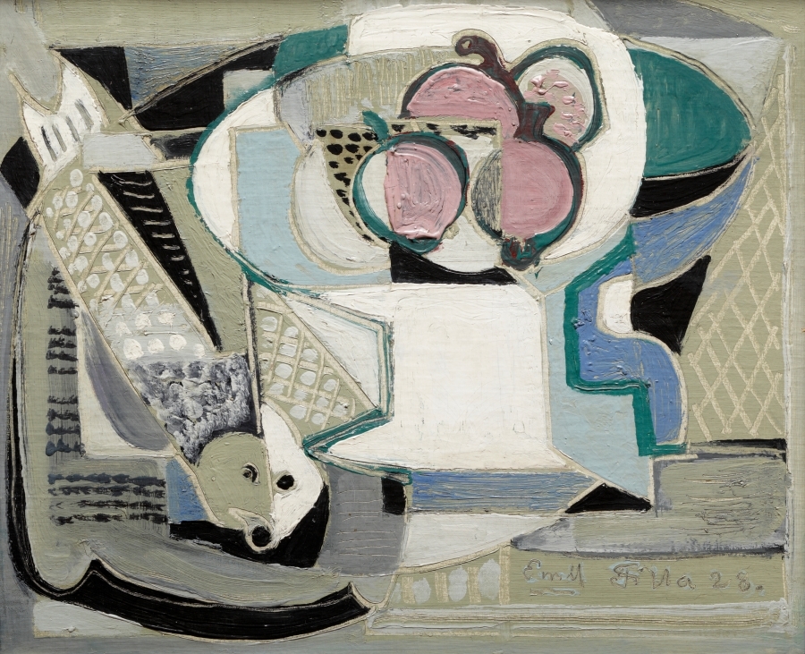 Emil Filla | Still Life with Fruit and Fish (1928) | MutualArt