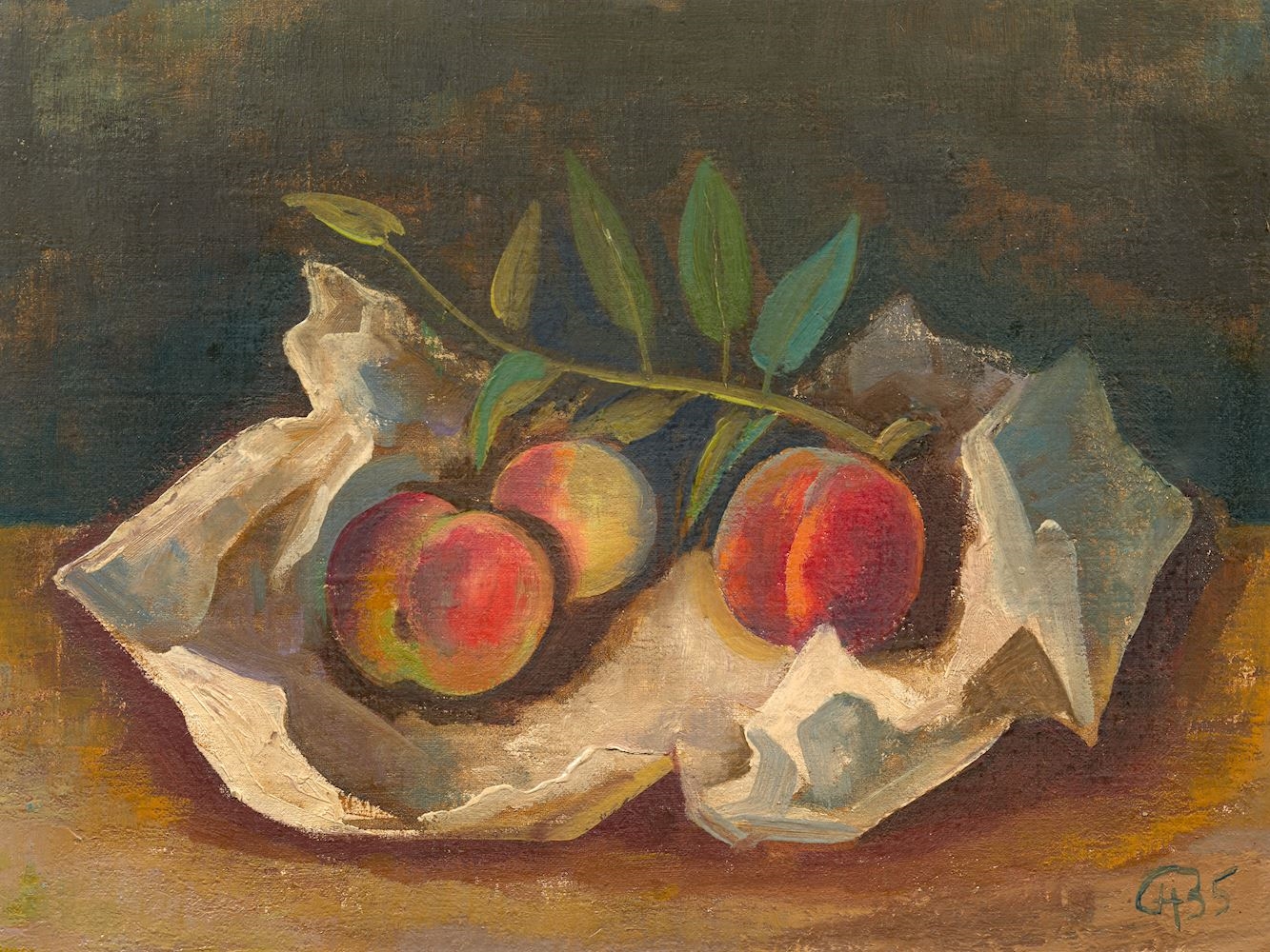 Karl Hofer | Pfirsiche in Papier (Peaches in paper) 1935 | MutualArt
