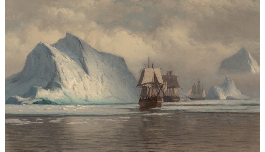 William Bradford | Icebound Sealer Under Winter Sun (1877) | MutualArt