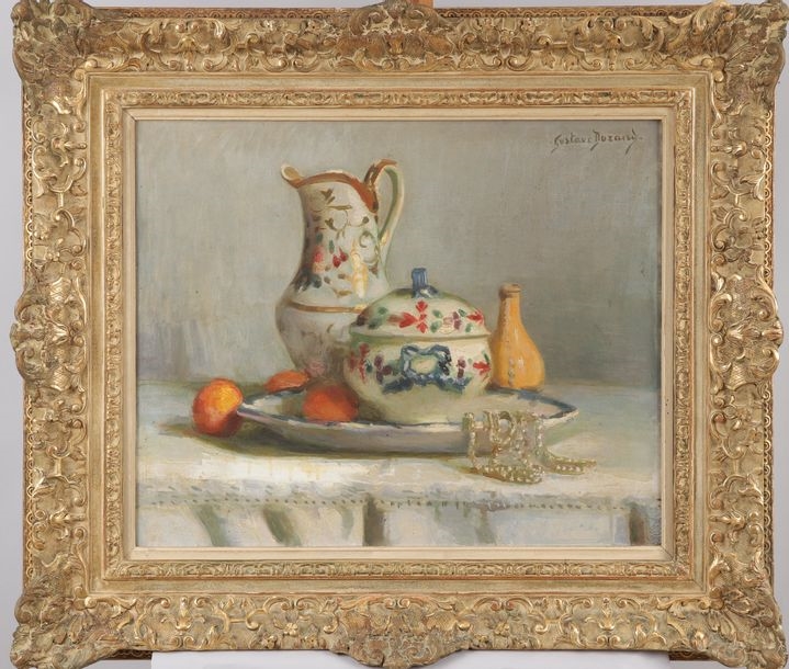 Gustave Durand | Still life with ewer and oranges | MutualArt