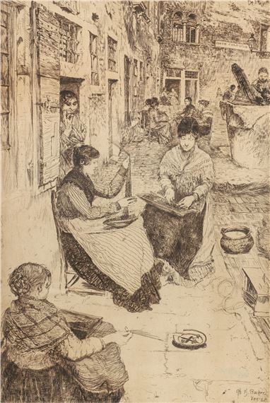Otto Henry Bacher | Otto Henry Bacher etching The Lacemakers of Venice ...