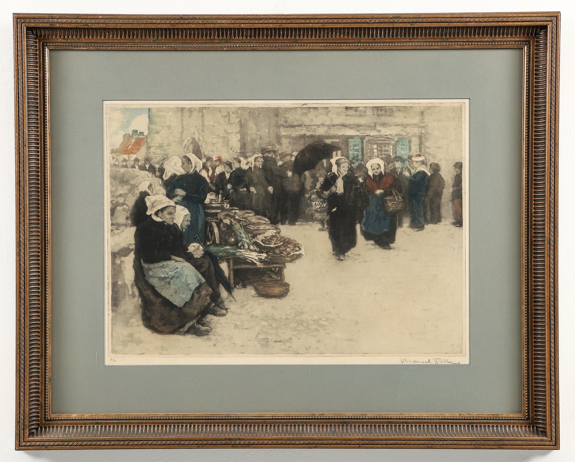 Manuel Robbe | Manuel Robbe color aquatint Marche Breton (Circa 1905 ...