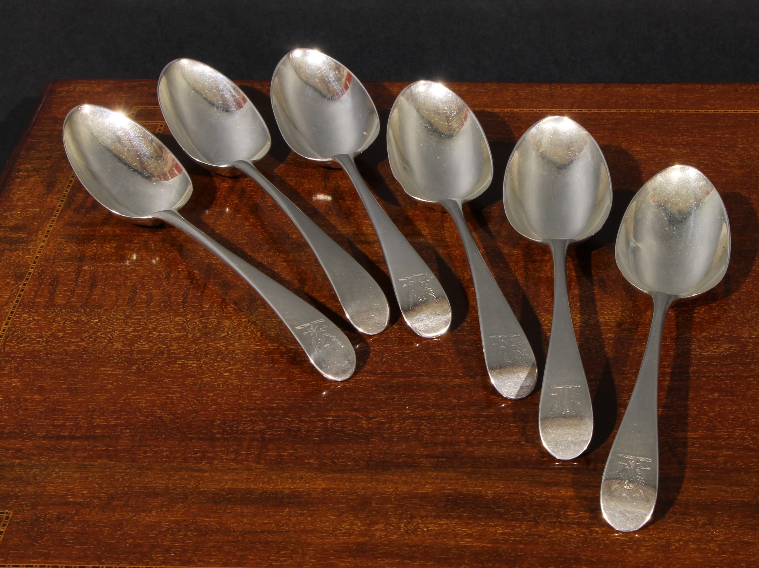 Hester Bateman | - a set of six George III Old English pattern ...