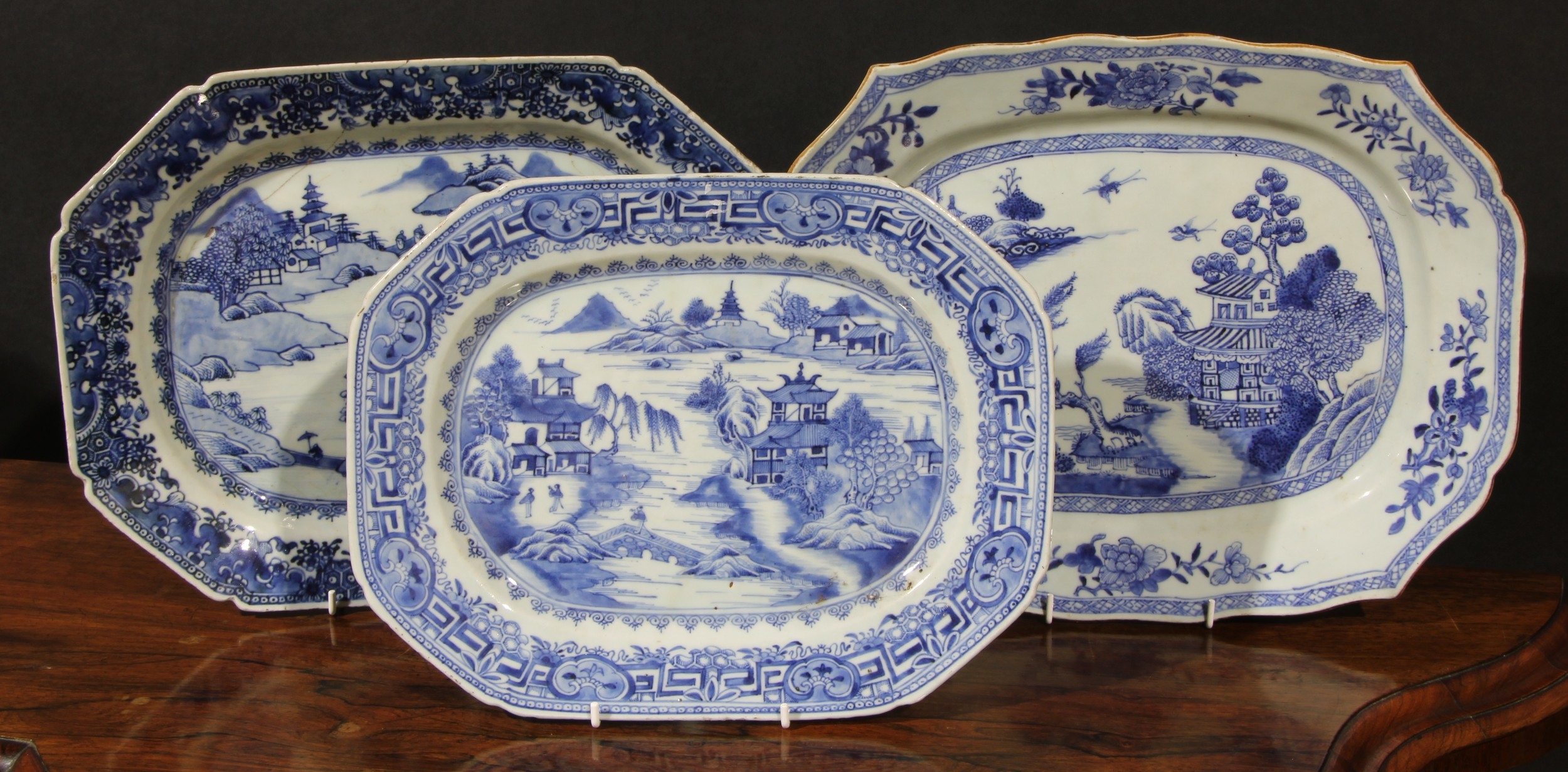 Qianlong | A Chinese canted rectangular meat plate, painted in tones of ...