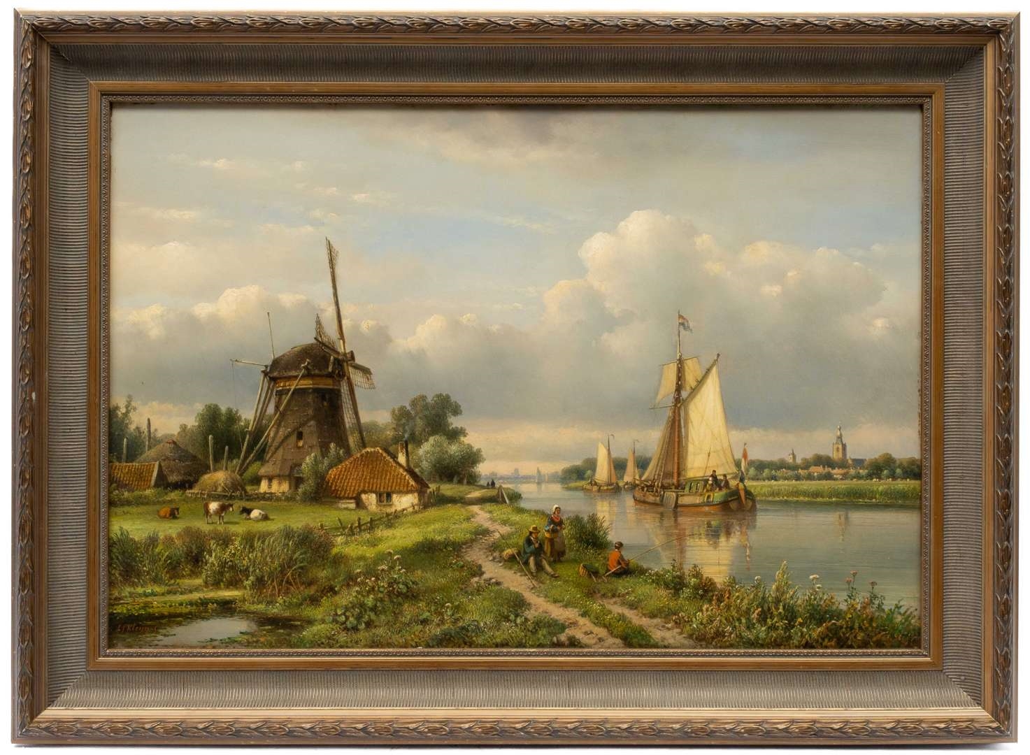 Lodewijk Johannes Kleijn | A summer landscape with fishers on a bank ...