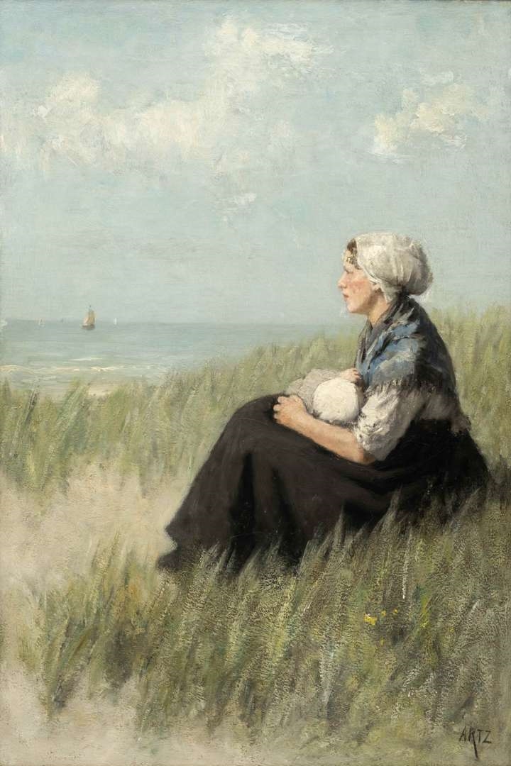 David Adolph Constant Artz | Mother with children and a lamb | MutualArt