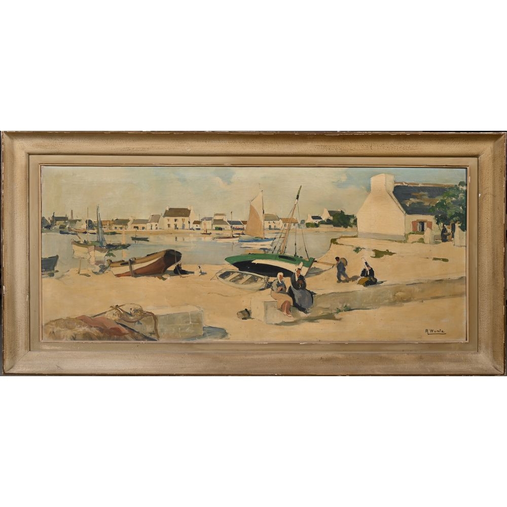 Raymond Wintz | Vue d’un port animé en Bretagne | MutualArt