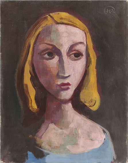 Karl Hofer | ”Mädchenkopf frontal”. | MutualArt