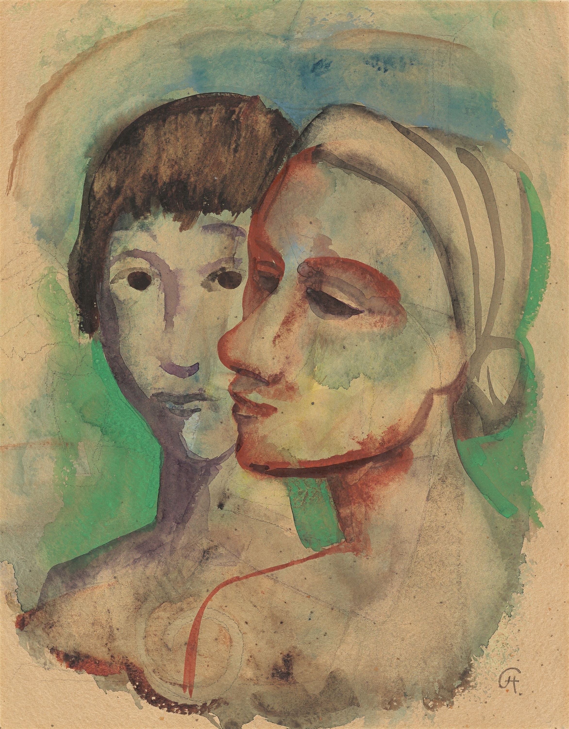 Karl Hofer | Two heads. | MutualArt