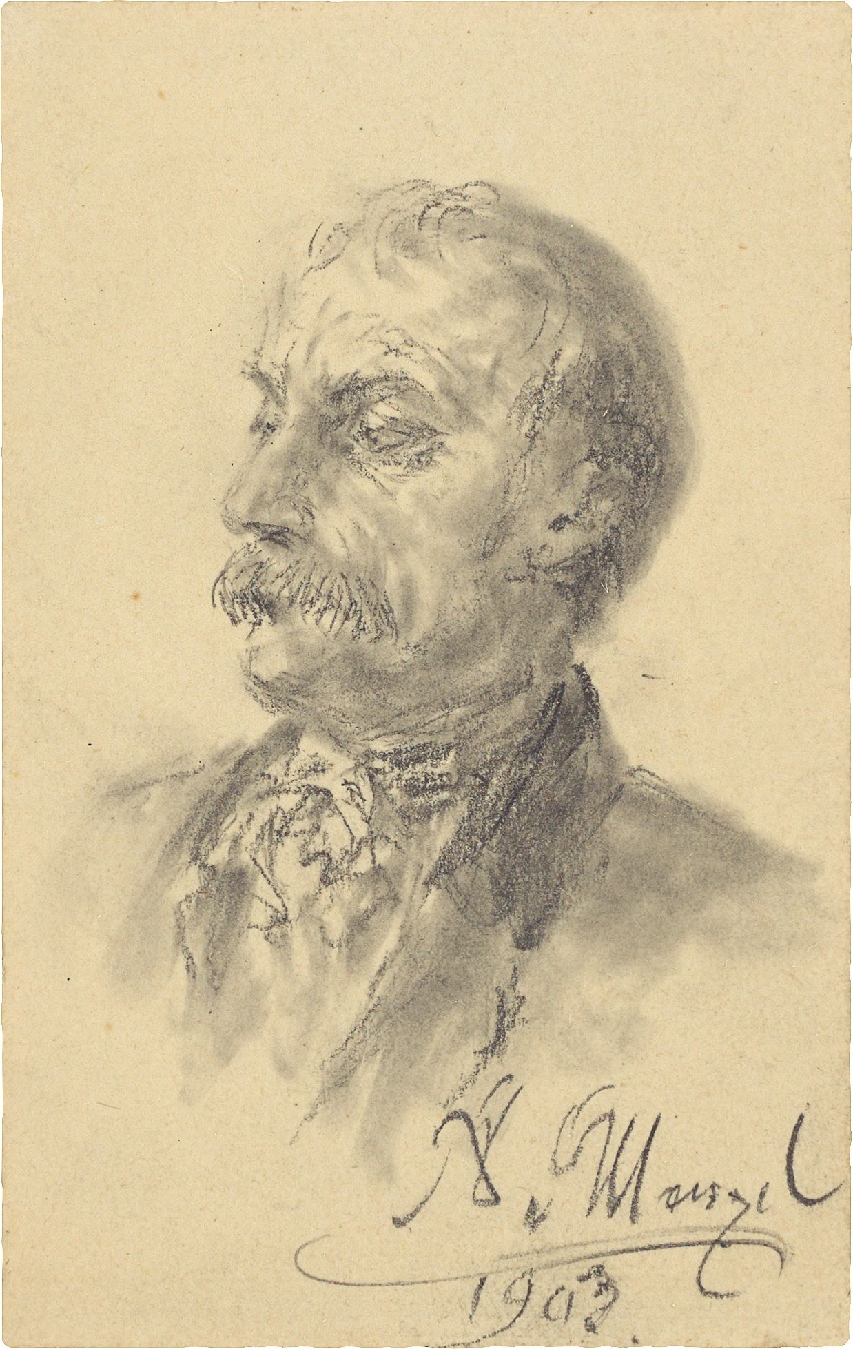 Adolph von Menzel | Portrait of a gentleman with a moustache. (1903 ...