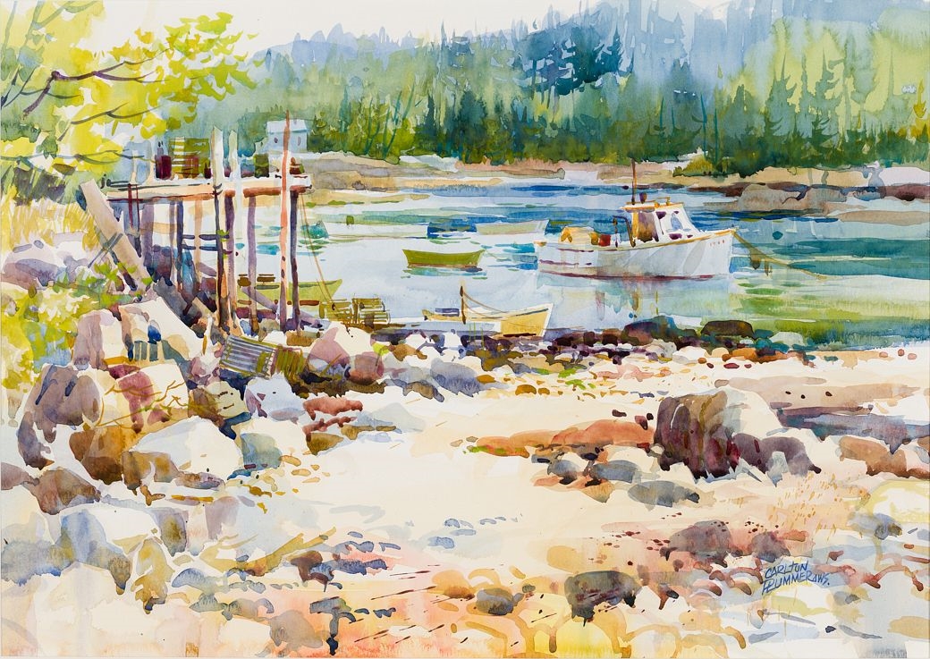 Carlton Plummer | SHORELINE WITH ROWBOAT | MutualArt