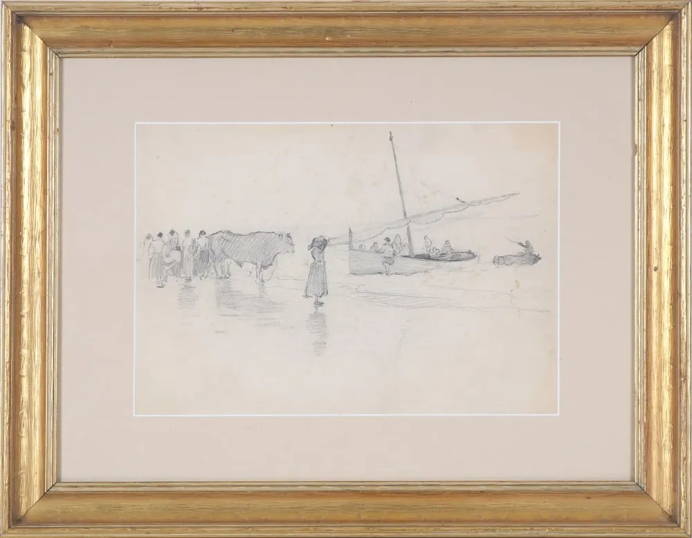 Arthur Grover Rider | OXEN AND BOATS IN A SPANISH FISHING VILLAGE ...