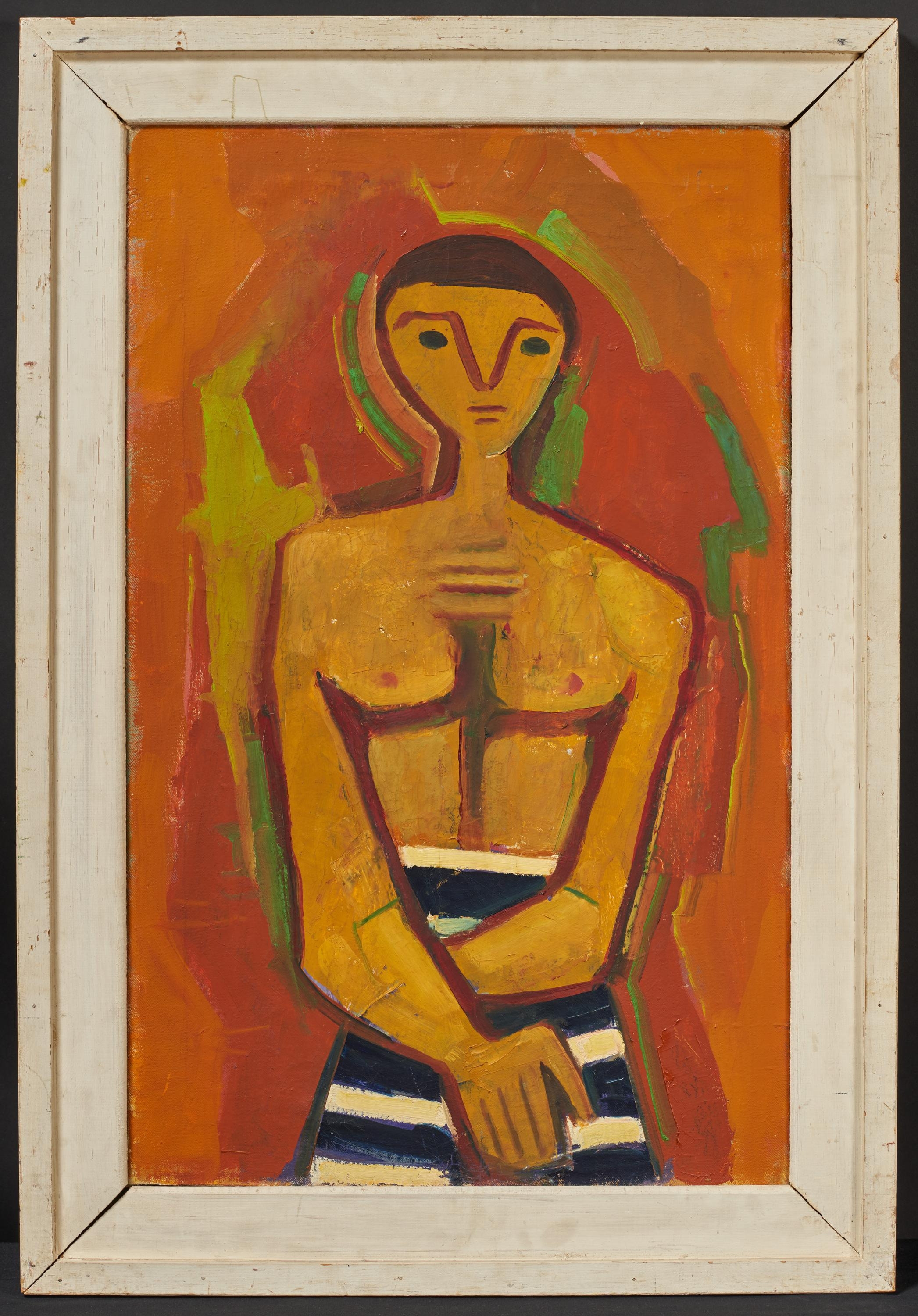 Karl Hofer | Stehender Junge mit gestreifter Hose. (Circa 1955) | MutualArt