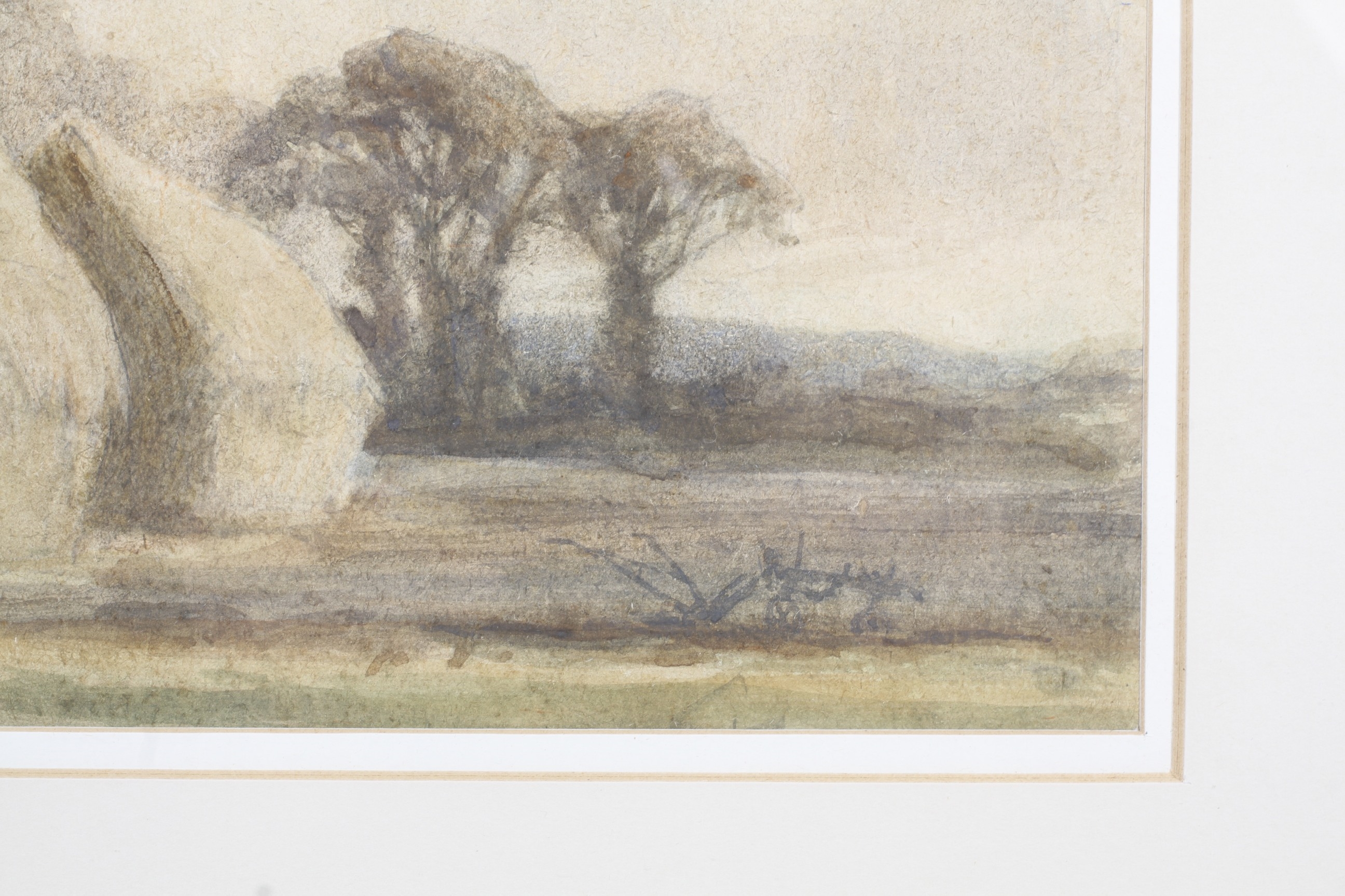 George Clausen | haystacks in the corner of a field. | MutualArt