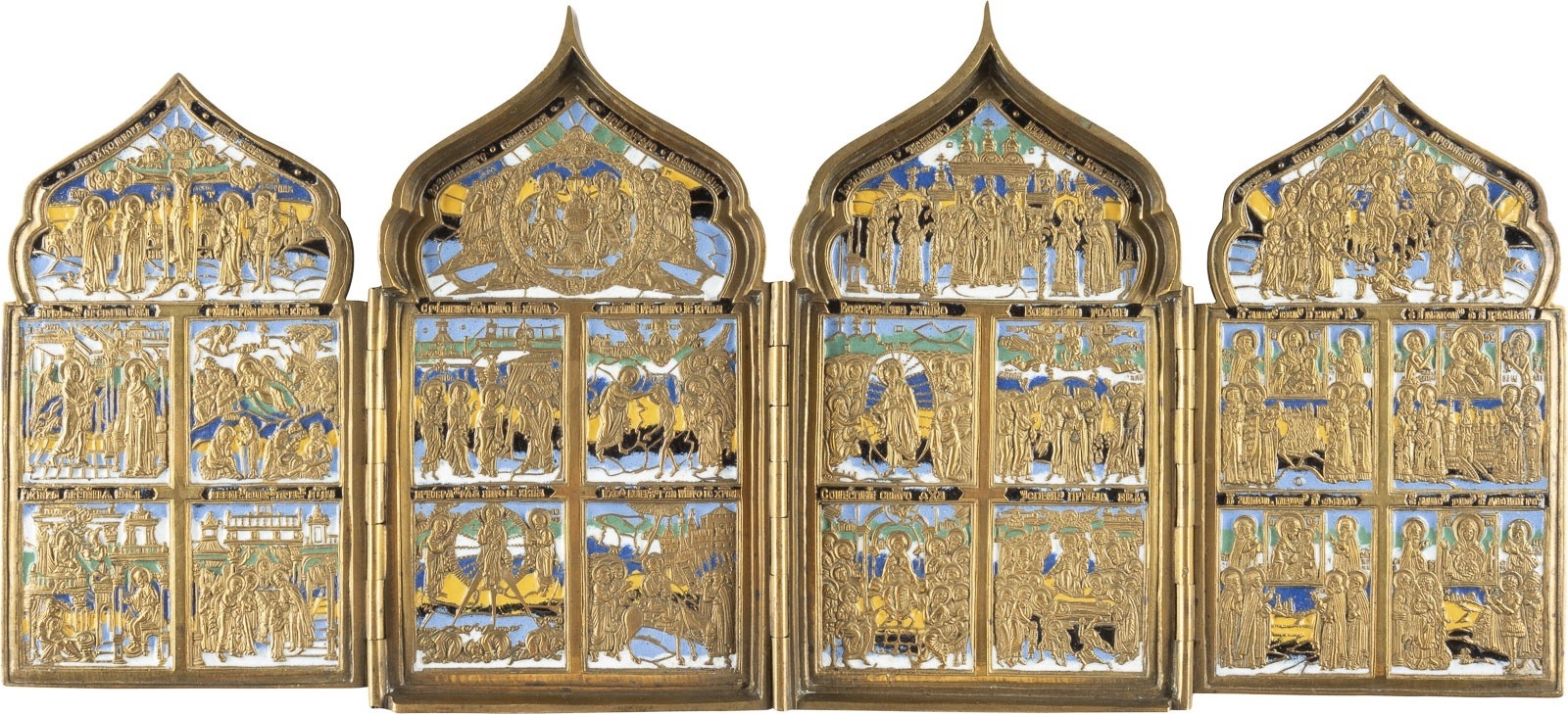 Central Russian School, 19th Century | TETRAPTYCH SHOWING MAIN LITURGICAL FEASTS | MutualArt