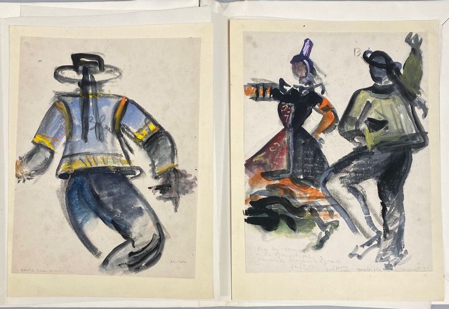 Jean Toth | Two drawings of Breton dancers | MutualArt