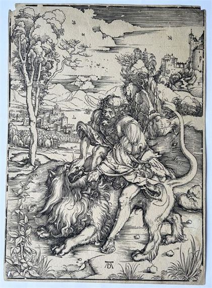Albrecht Dürer | Samson fighting the lion | MutualArt