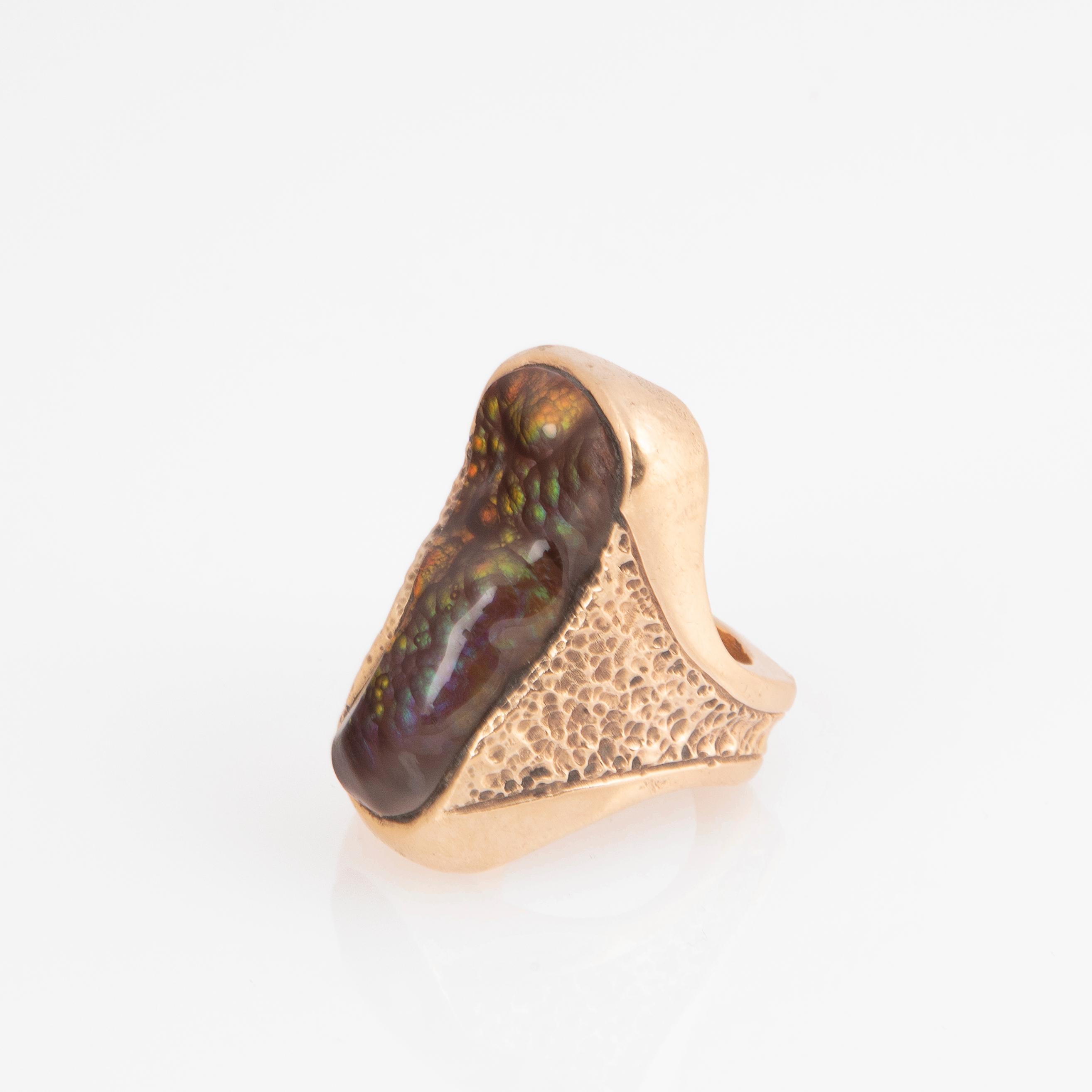 Lee Epperson | 14K Gold and Fire Agate Ring | MutualArt