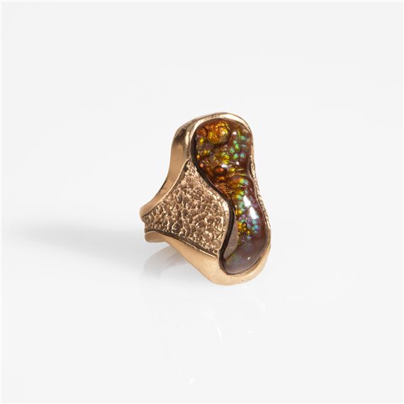 Lee Epperson | 14K Gold and Fire Agate Ring | MutualArt