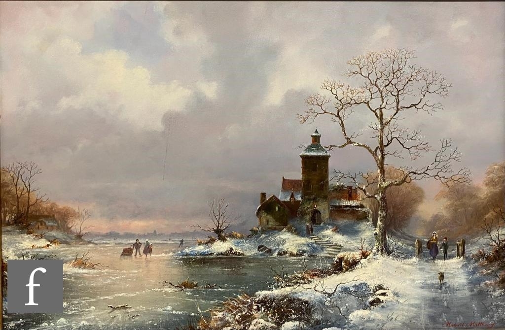 Michael Matthews | A Dutch winter landscape with skaters on a frozen ...