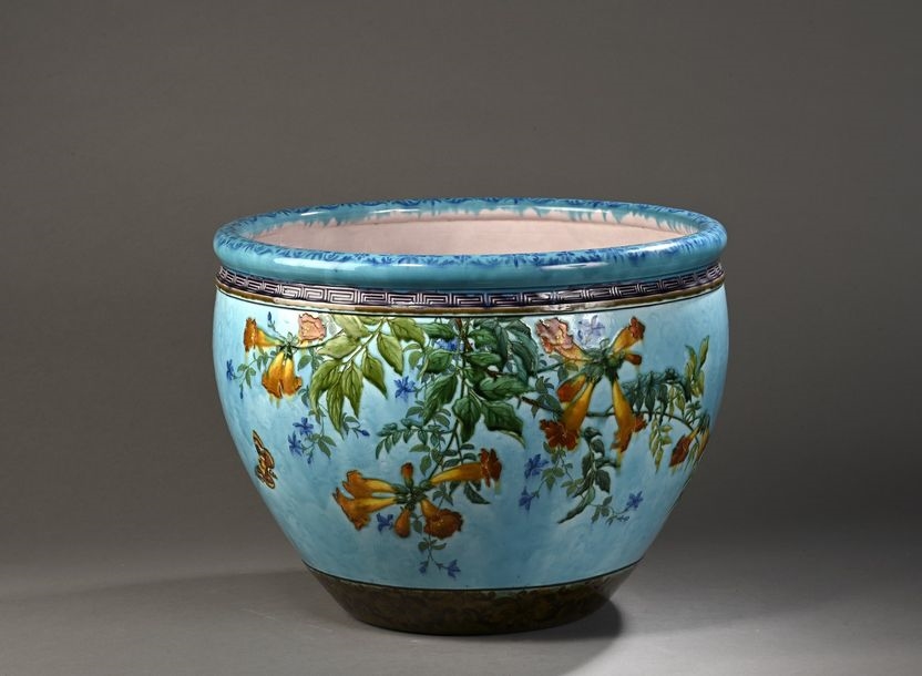 Joseph-Theodore Deck | Cache-pot en céramique à corps ovoïde et col ...