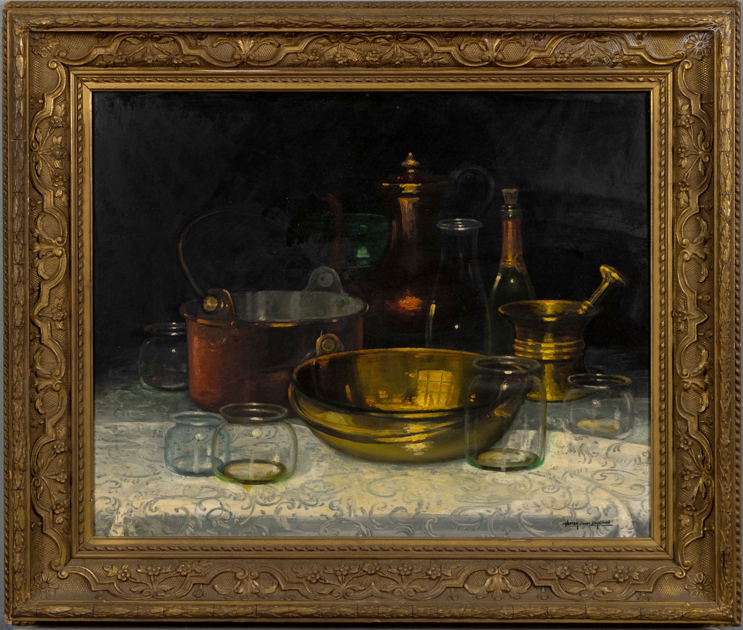 Henry John Dykman | still life of copper pots | MutualArt