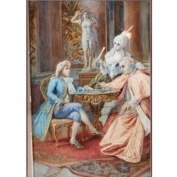 Andrea Landini | Cardinal playing chess | MutualArt